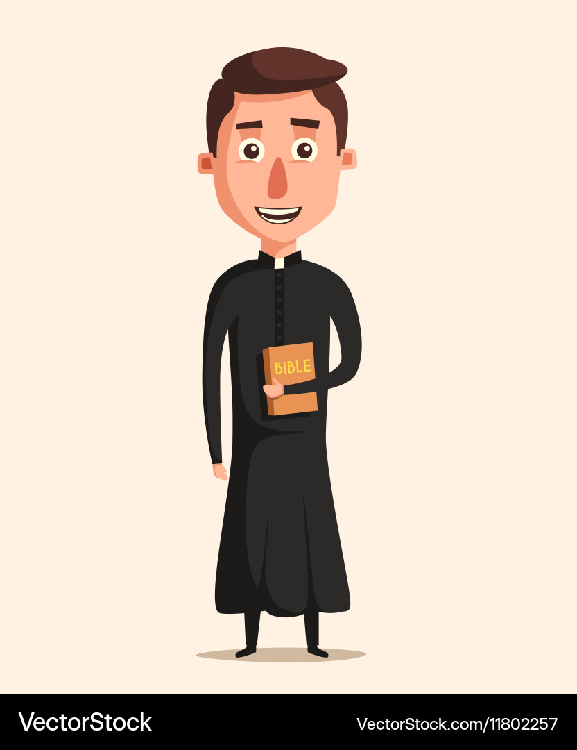 Young catholic priest cartoon Royalty Free Vector Image