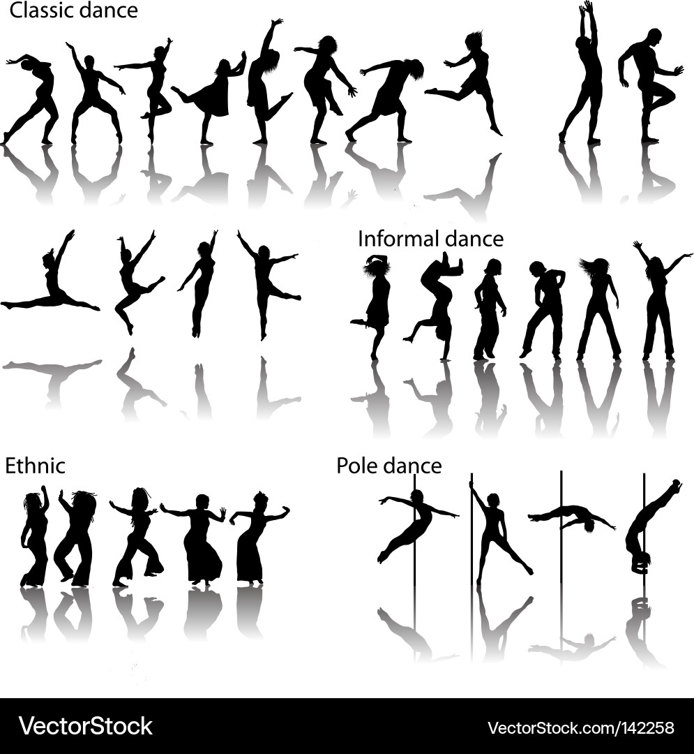 Dancer silhouettes Royalty Free Vector Image - VectorStock