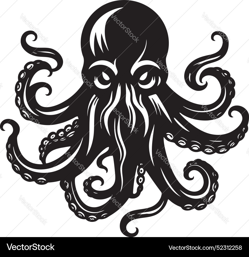 Deep dive dynasty octopus emblem graphics abyssal Vector Image