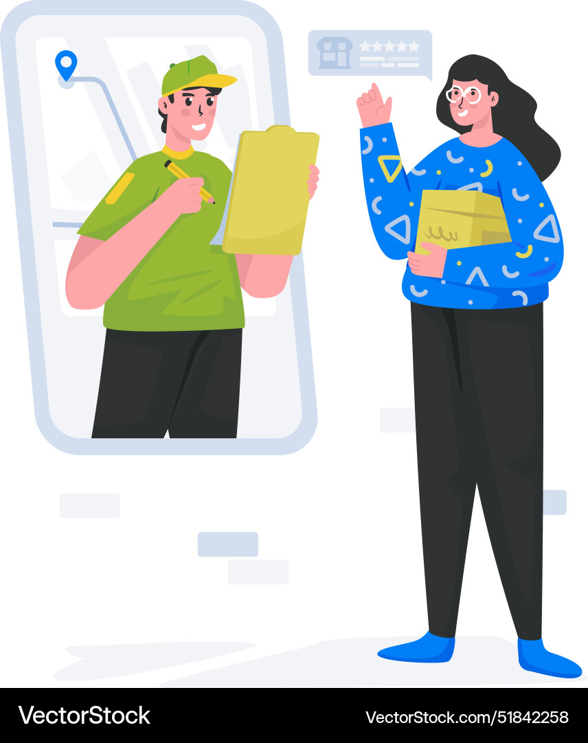 Delivery service and customer feedback concept Vector Image