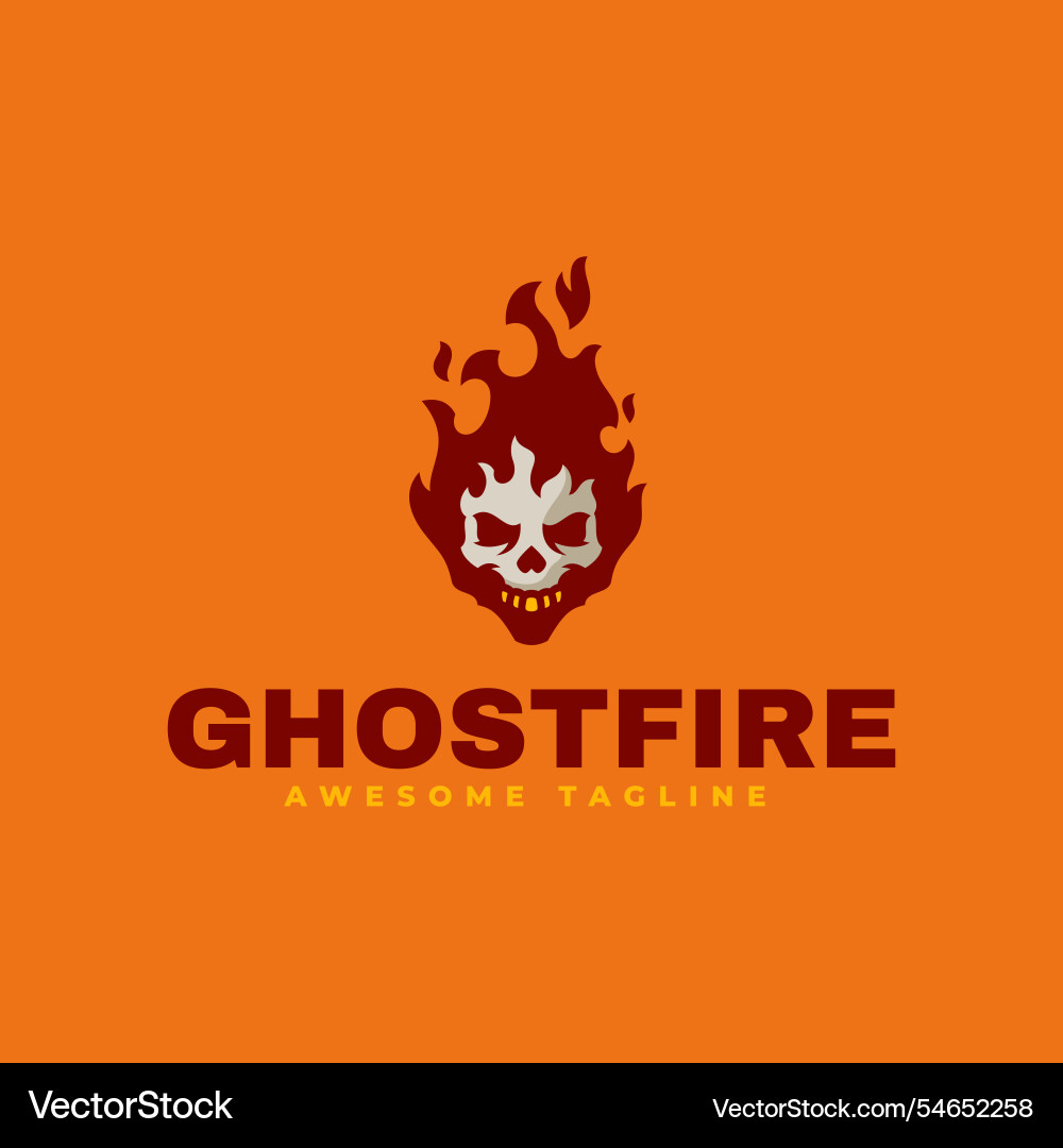 Ghost fire simple mascot logo Royalty Free Vector Image