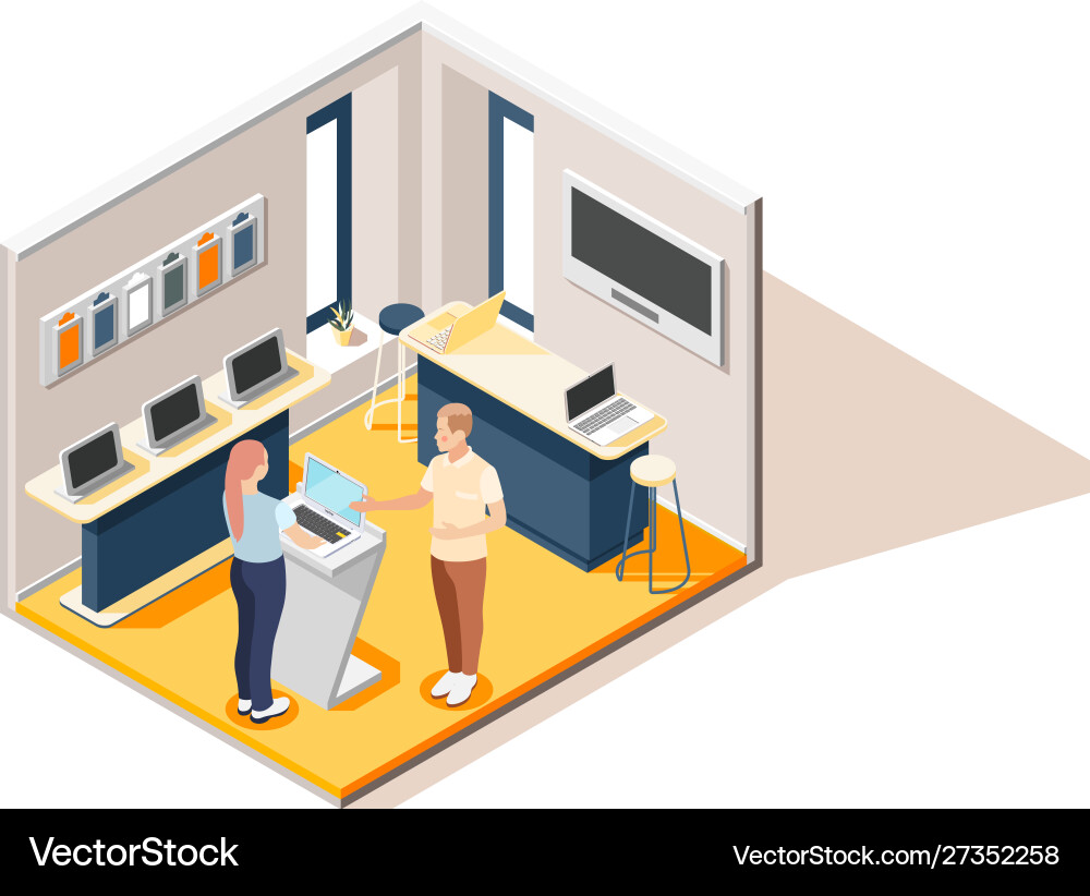 Promoter isometric composition Royalty Free Vector Image