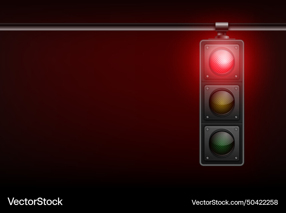 Realistic banner with hanging traffic light Vector Image