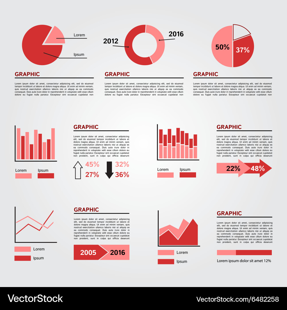 Set of infographics elements red colors Royalty Free Vector