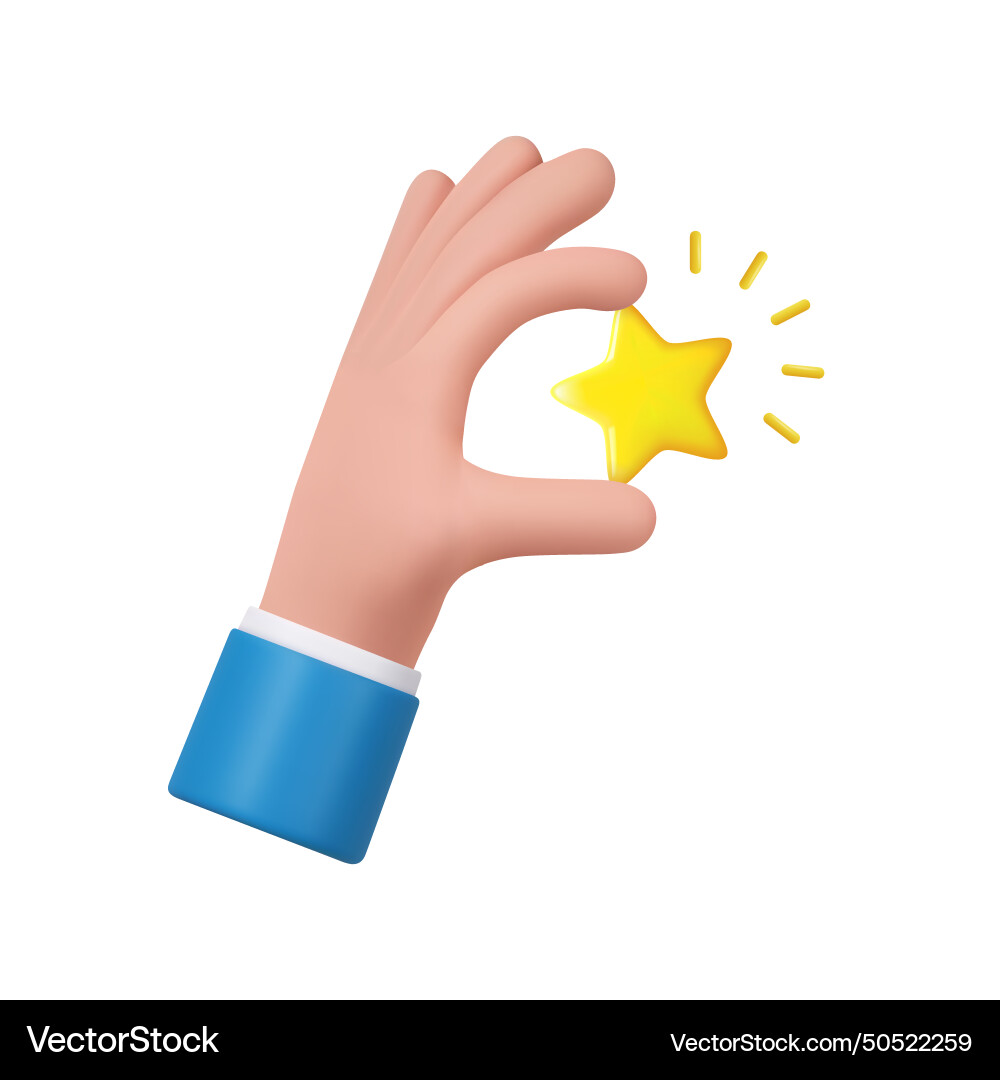 3d hand hold star icon Royalty Free Vector Image