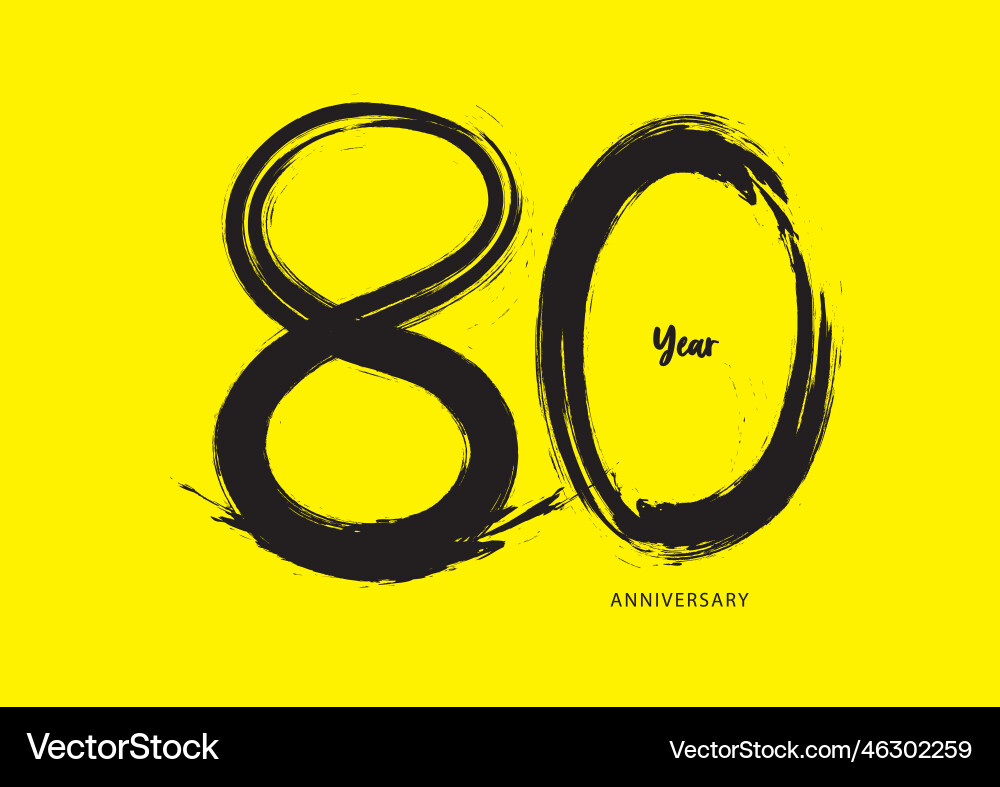 80th Anniversary Celebration - Number Logo Vector Image