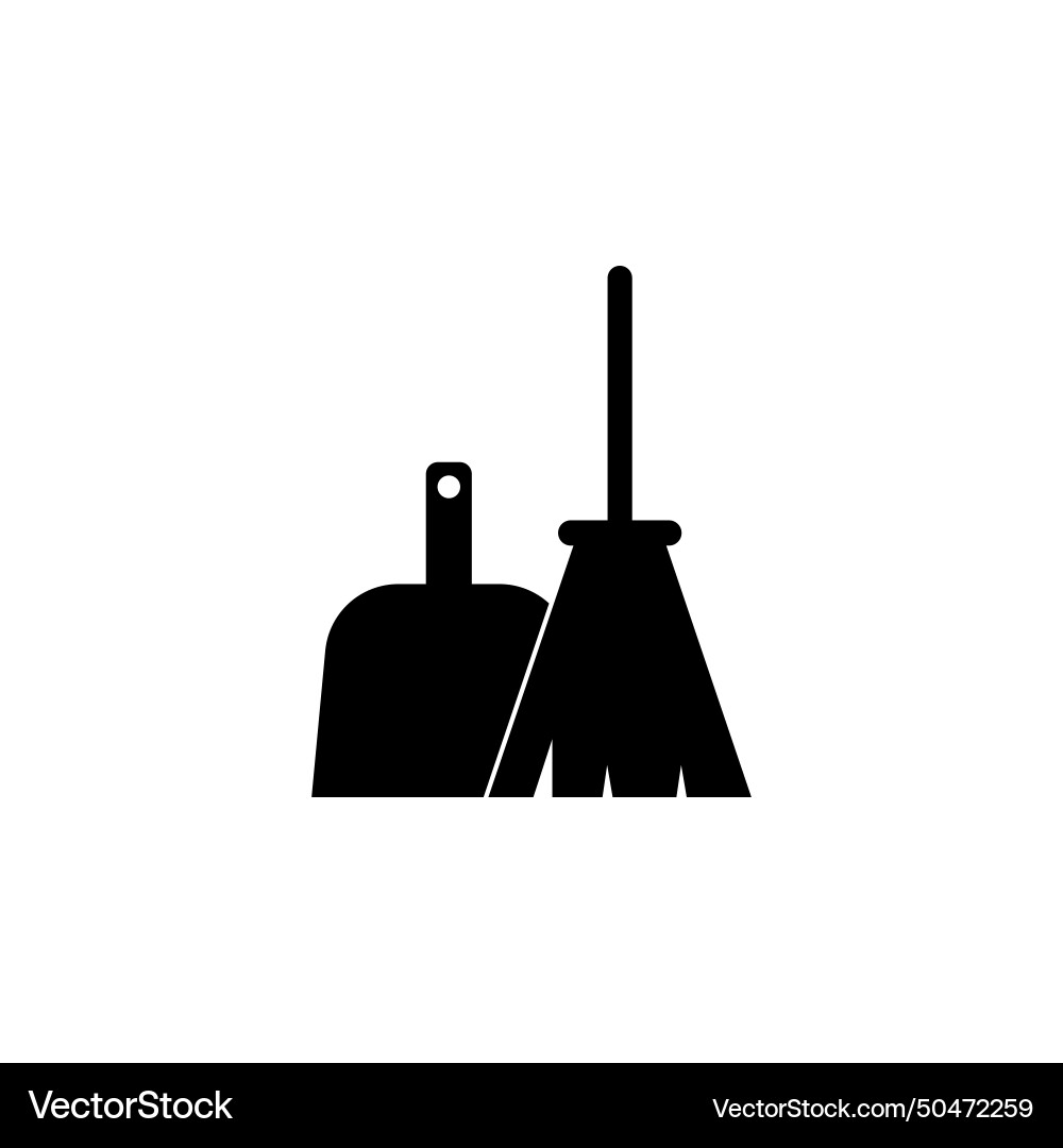 Broom and scoop flat icon Royalty Free Vector Image
