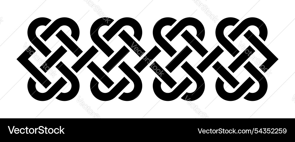 Celtic weaving interlaced black border Royalty Free Vector