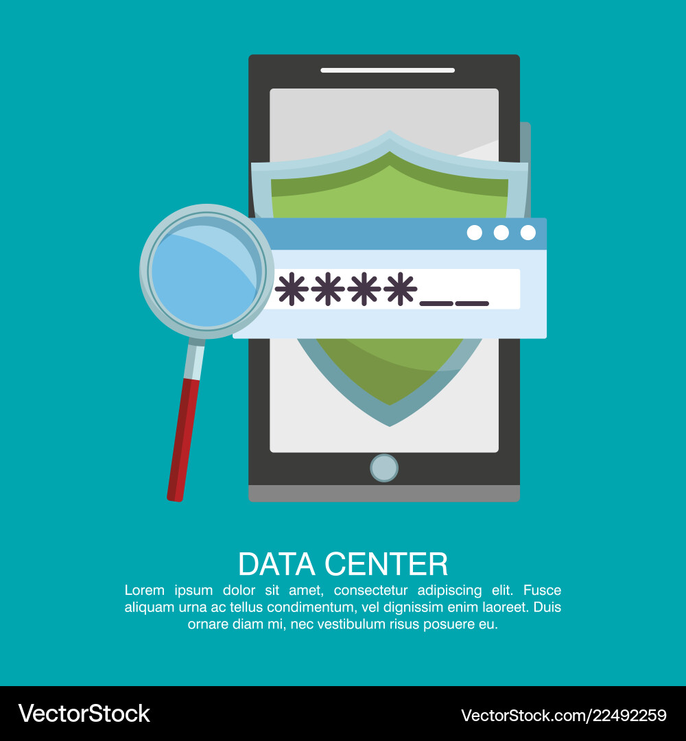 Data center poster with informaton Royalty Free Vector Image