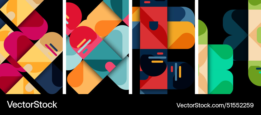 Geometric colorful poster backgrounds with squares