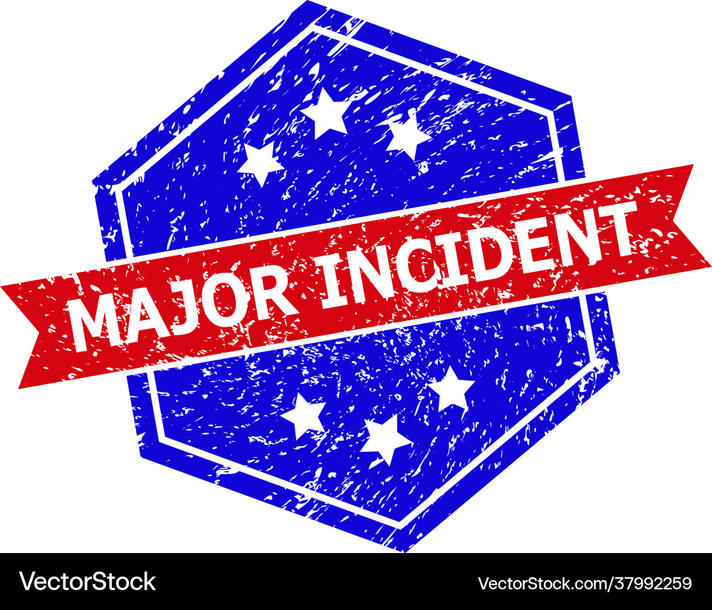 Hexagonal bicolor major incident stamp Royalty Free Vector
