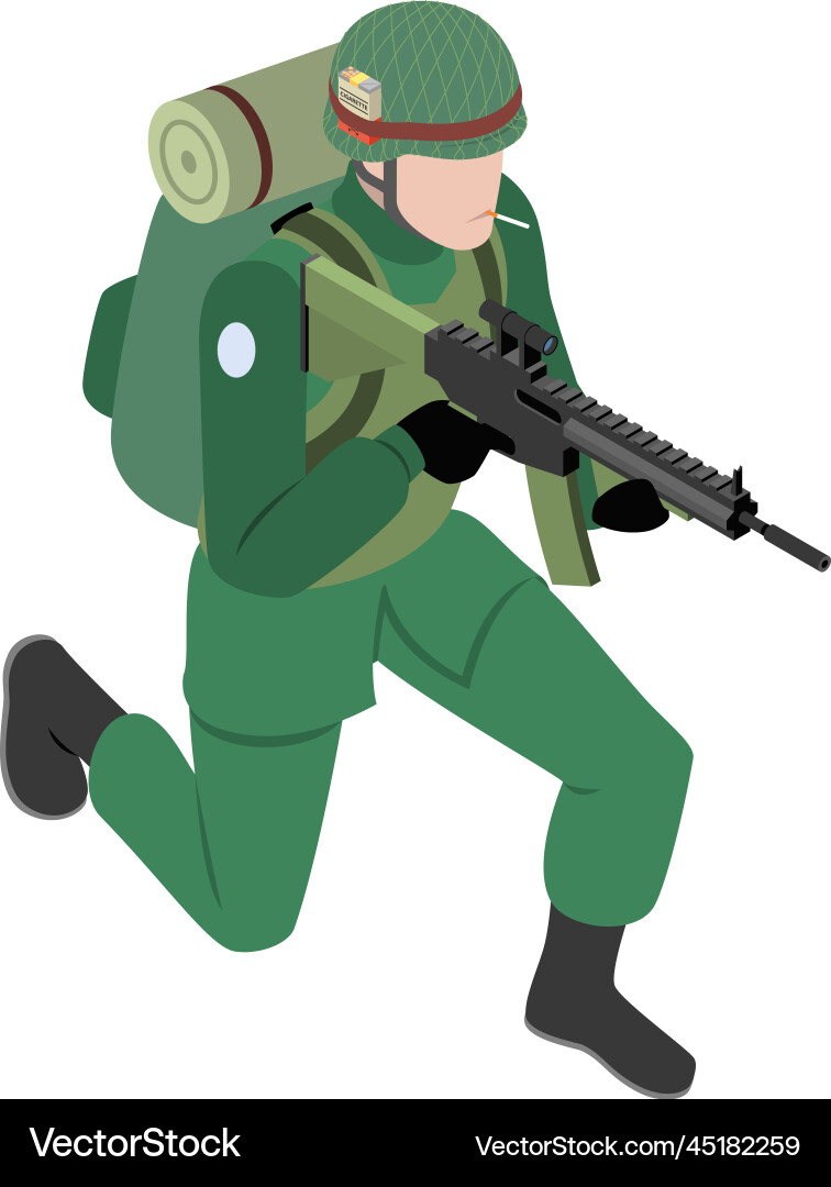 Infantryman army soldier composition Royalty Free Vector