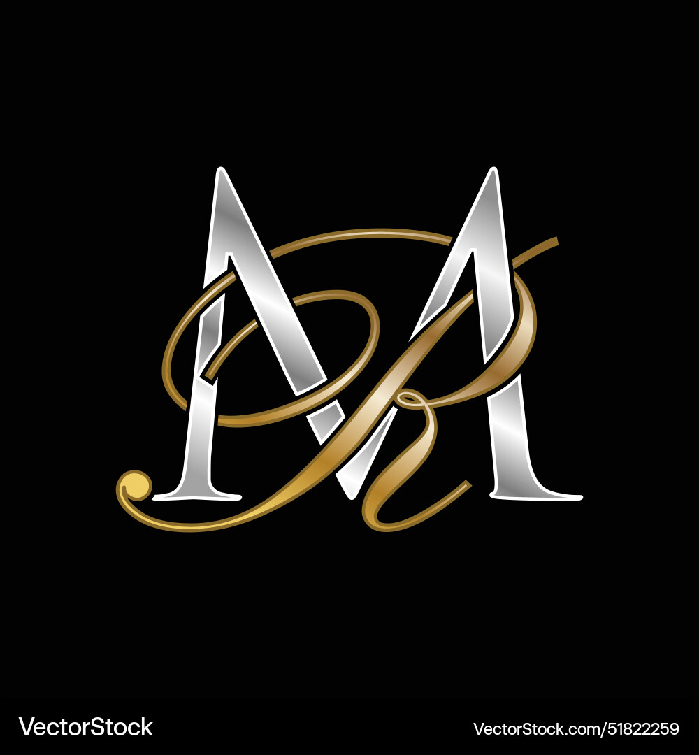 Initial mr letter logo design template gold Vector Image