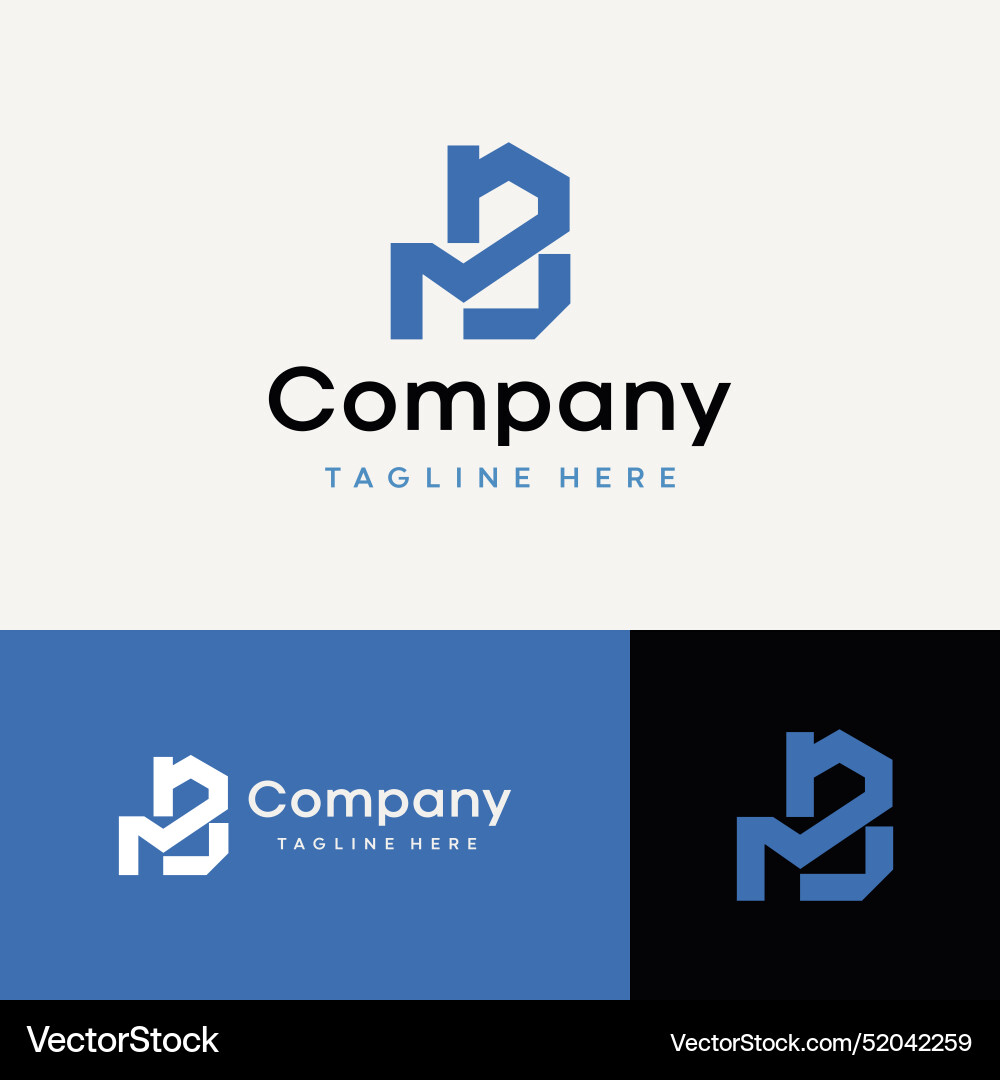 Letter mb or bm house logo design Royalty Free Vector Image