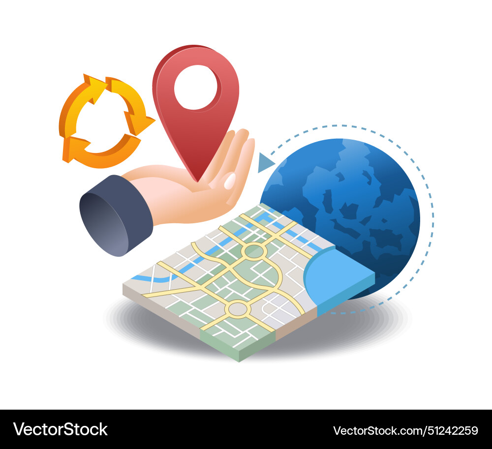 Location pin with map in hand infographic flat Vector Image