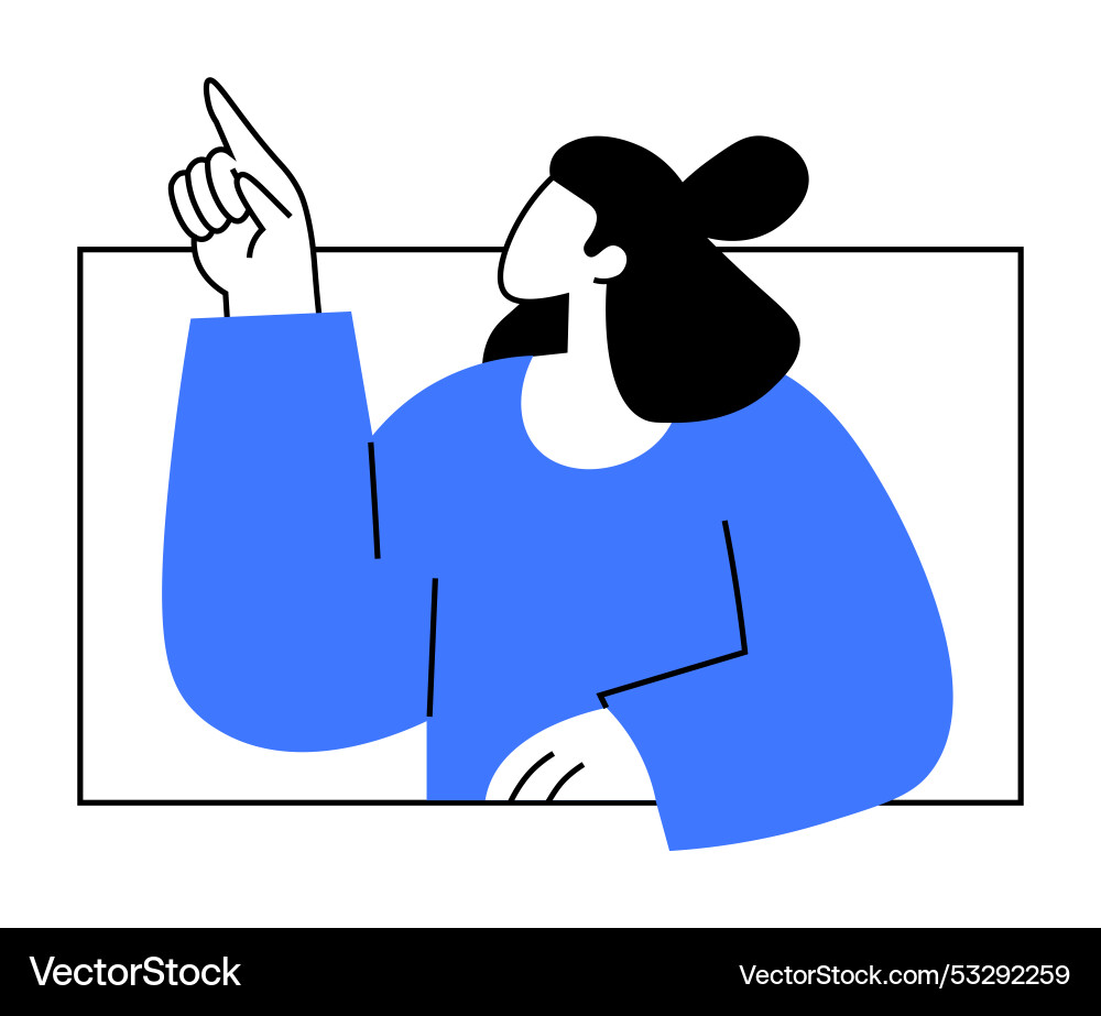 Person pointing upwards with one hand while Vector Image