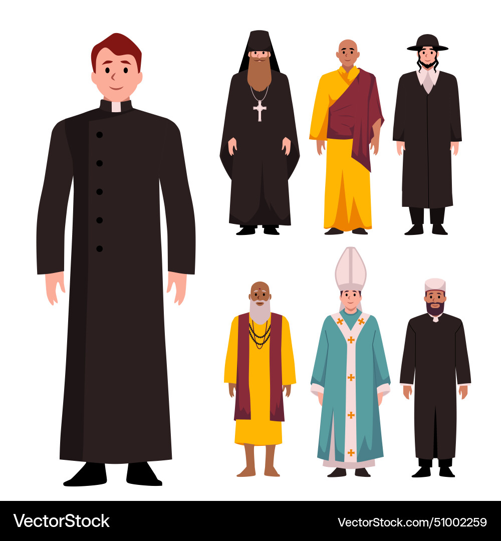 Priests or preachers of different religions flat Vector Image