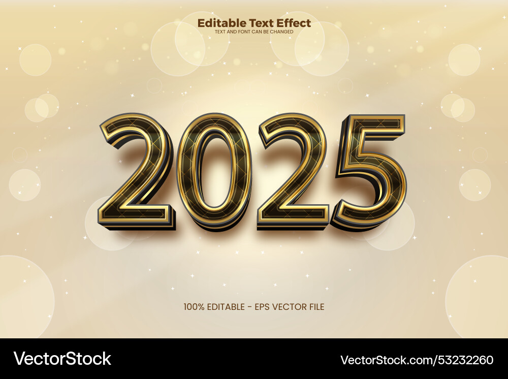 2025 gold editable text effect in modern trend Vector Image