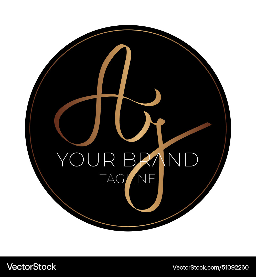 Elegant aj handwritten letters initial clean Vector Image