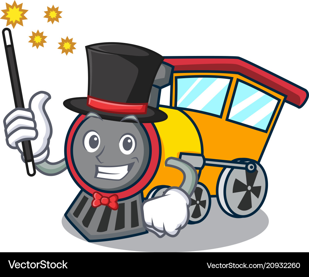 Magician train mascot cartoon style Royalty Free Vector