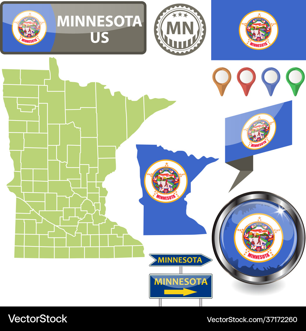 Map minnesota us Royalty Free Vector Image - VectorStock