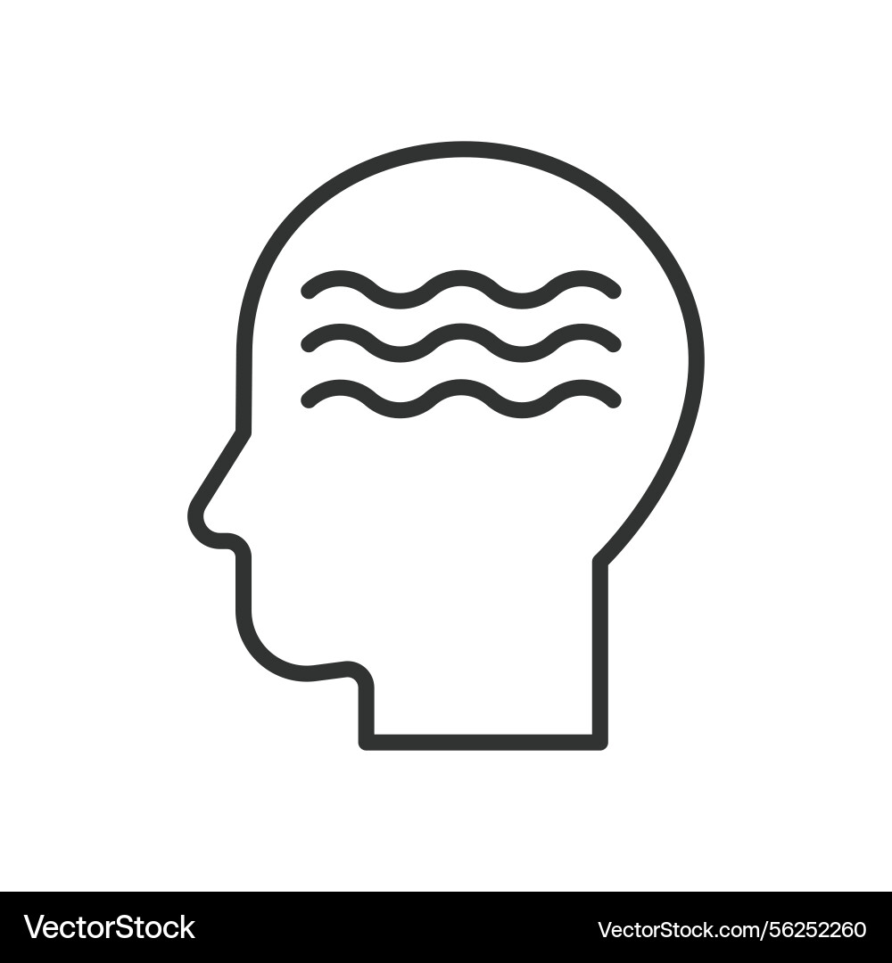 Mind waves icon in line design brain Royalty Free Vector