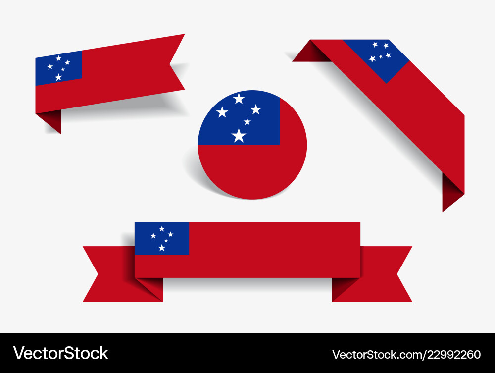 Samoan flag stickers and labels Royalty Free Vector Image
