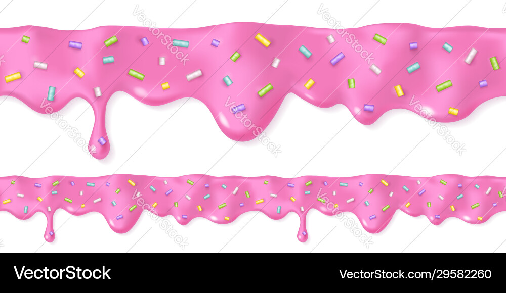 Seamless dripping melted pink icing Royalty Free Vector