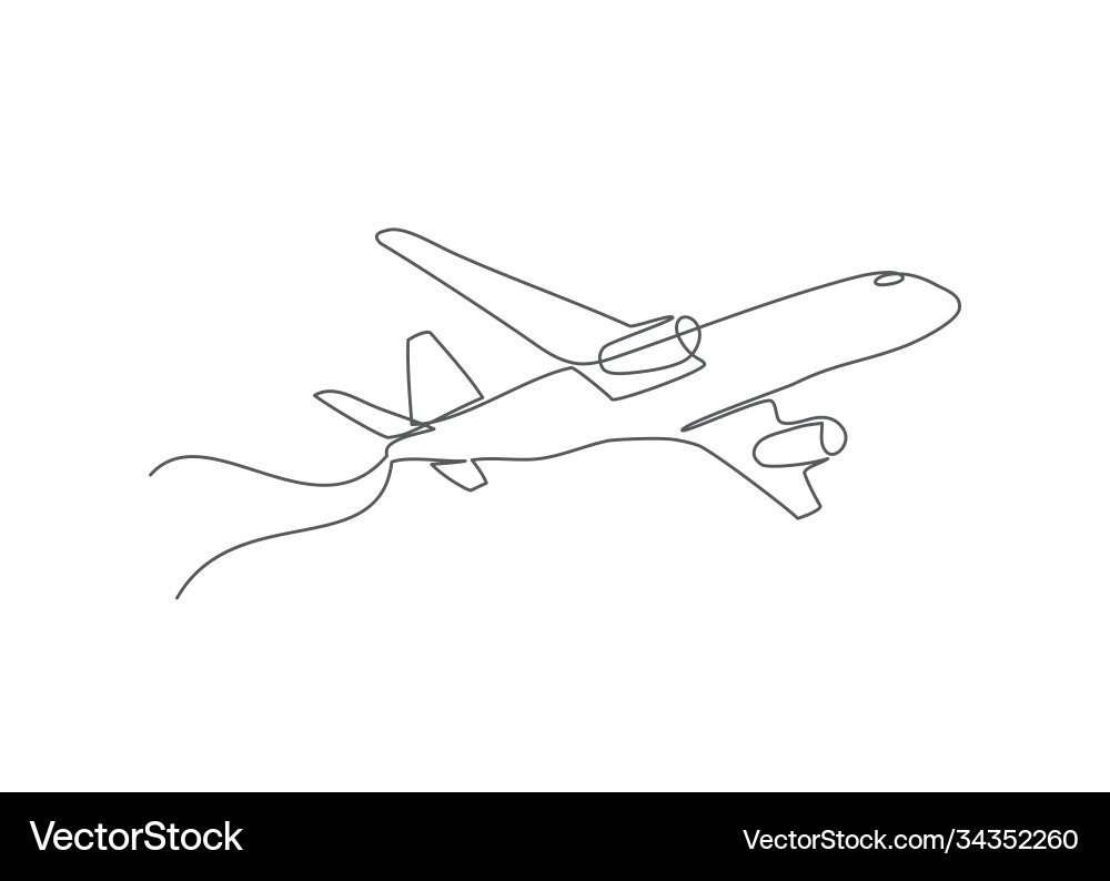 Single Line Airplane Drawing Royalty Free Vector Image
