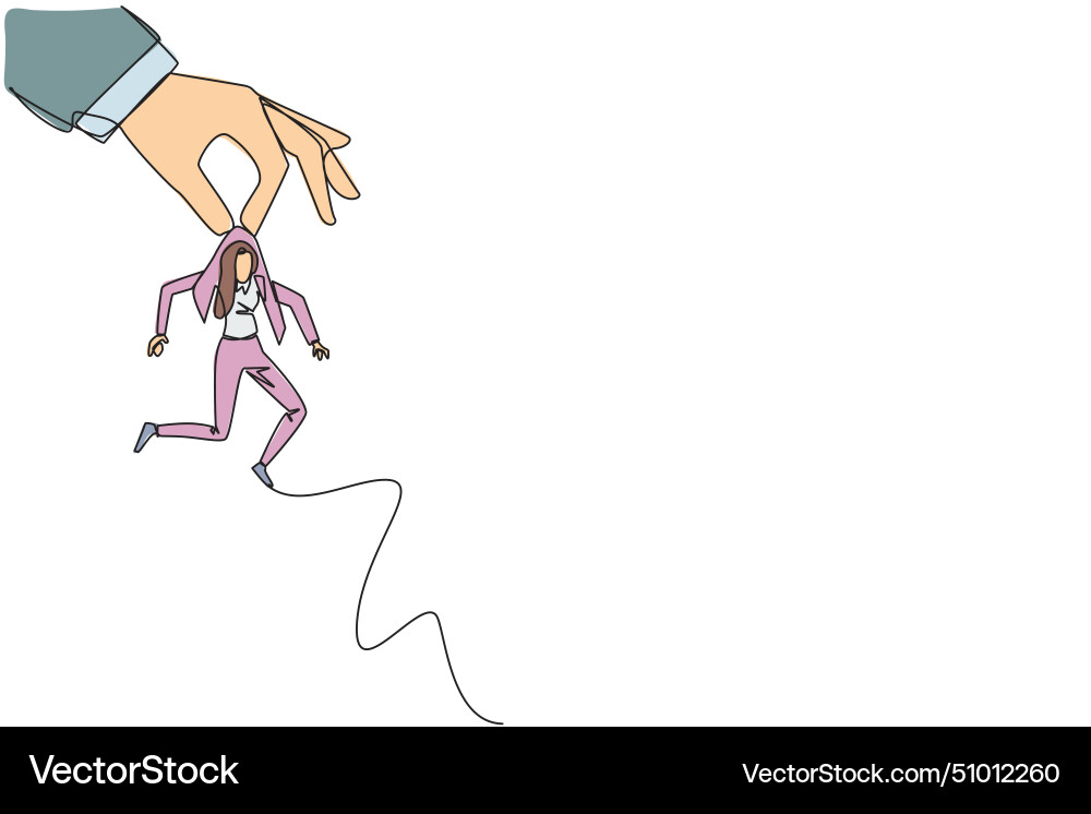 Single one line drawing big hand holding Vector Image