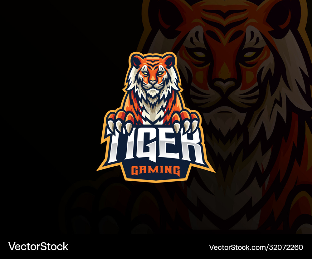 Tiger mascot sport logo design Royalty Free Vector Image