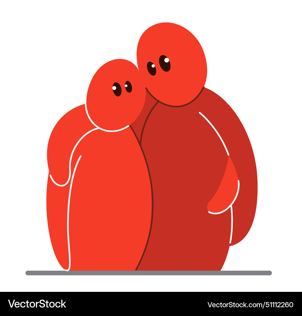 Two funny cartoon men hugging each other Vector Image