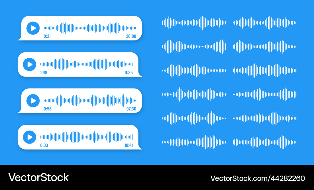 Voice audio message blue speech bubble sms text Vector Image