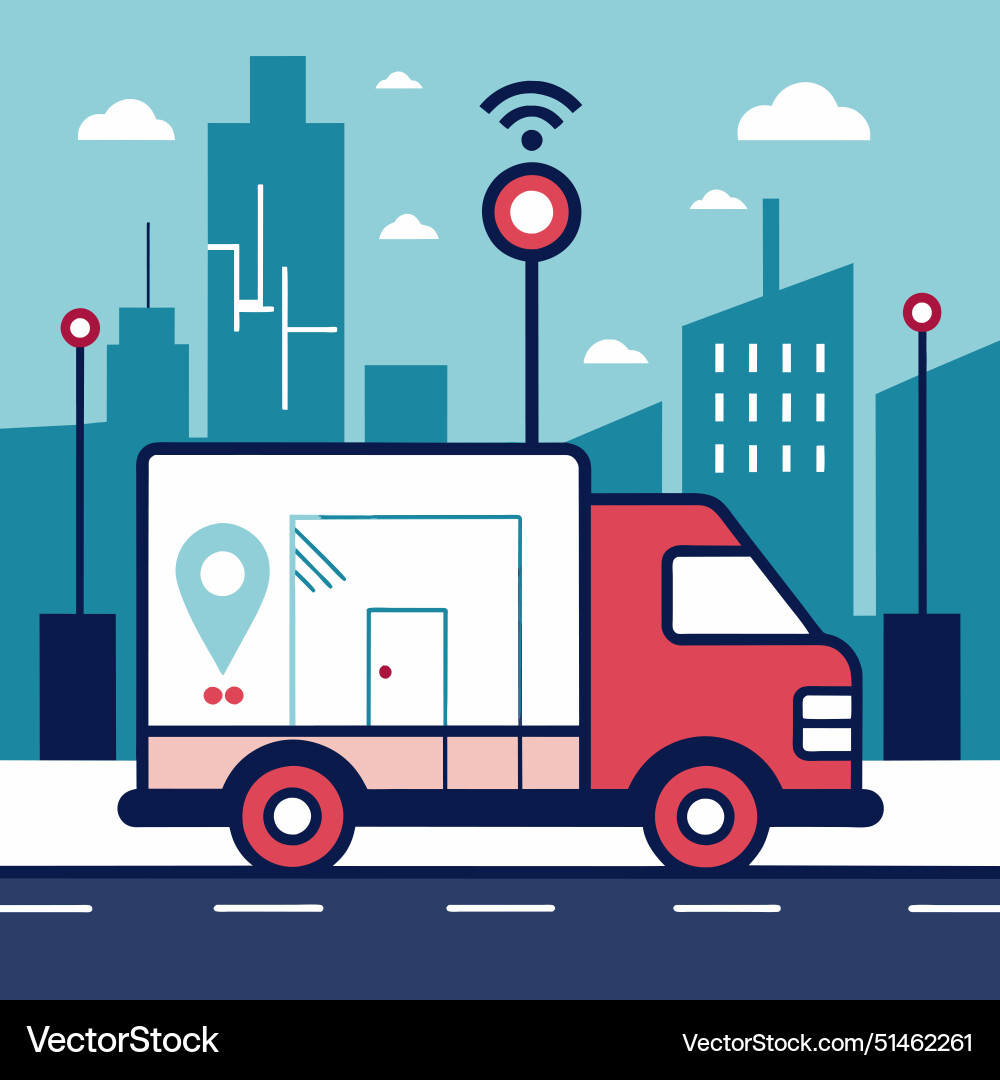 A self-driving delivery truck Royalty Free Vector Image