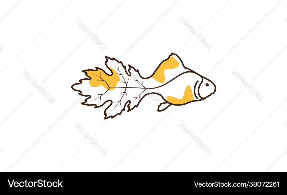 Abstract maple leaf with gold fish logo symbol Vector Image