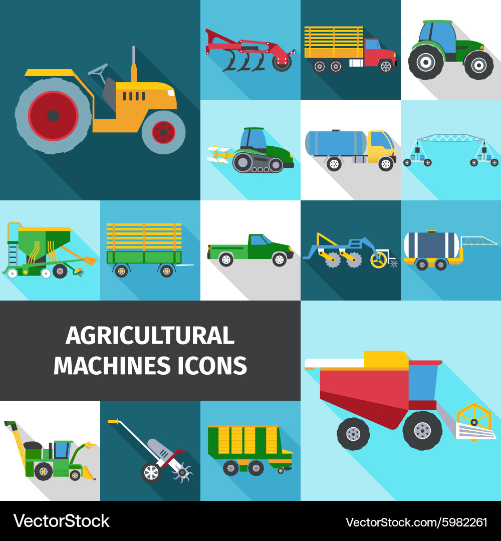 Agricultural industry icons set Royalty Free Vector Image