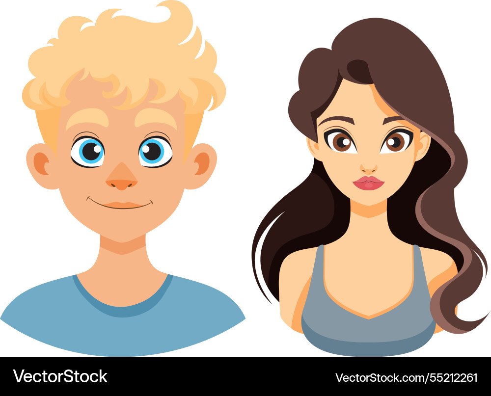 Cartoon characters with happy expressions Vector Image
