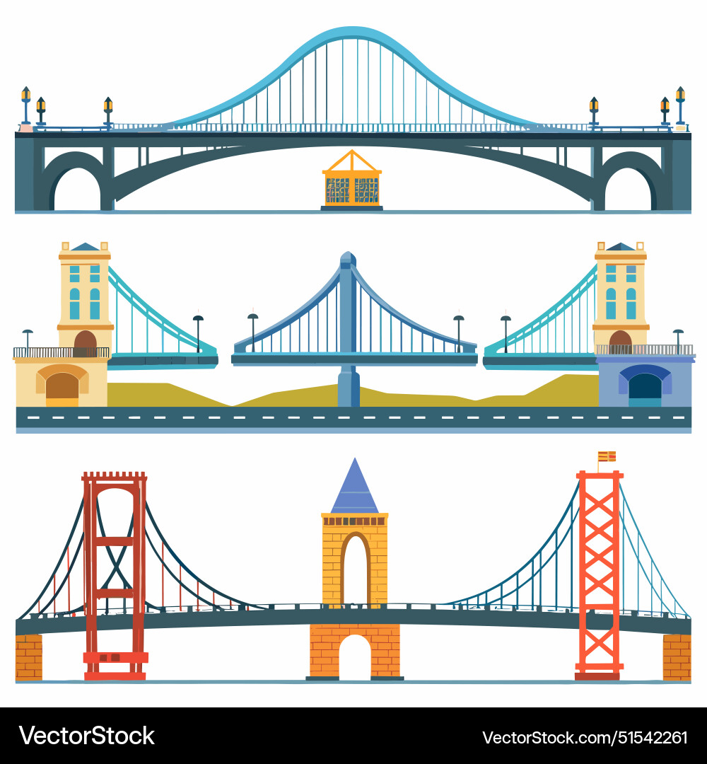 Collection iconic bridge Royalty Free Vector Image