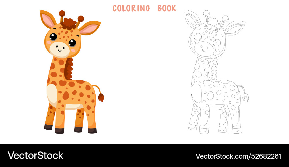 Coloring Book Of Giraffe Royalty Free Vector Image