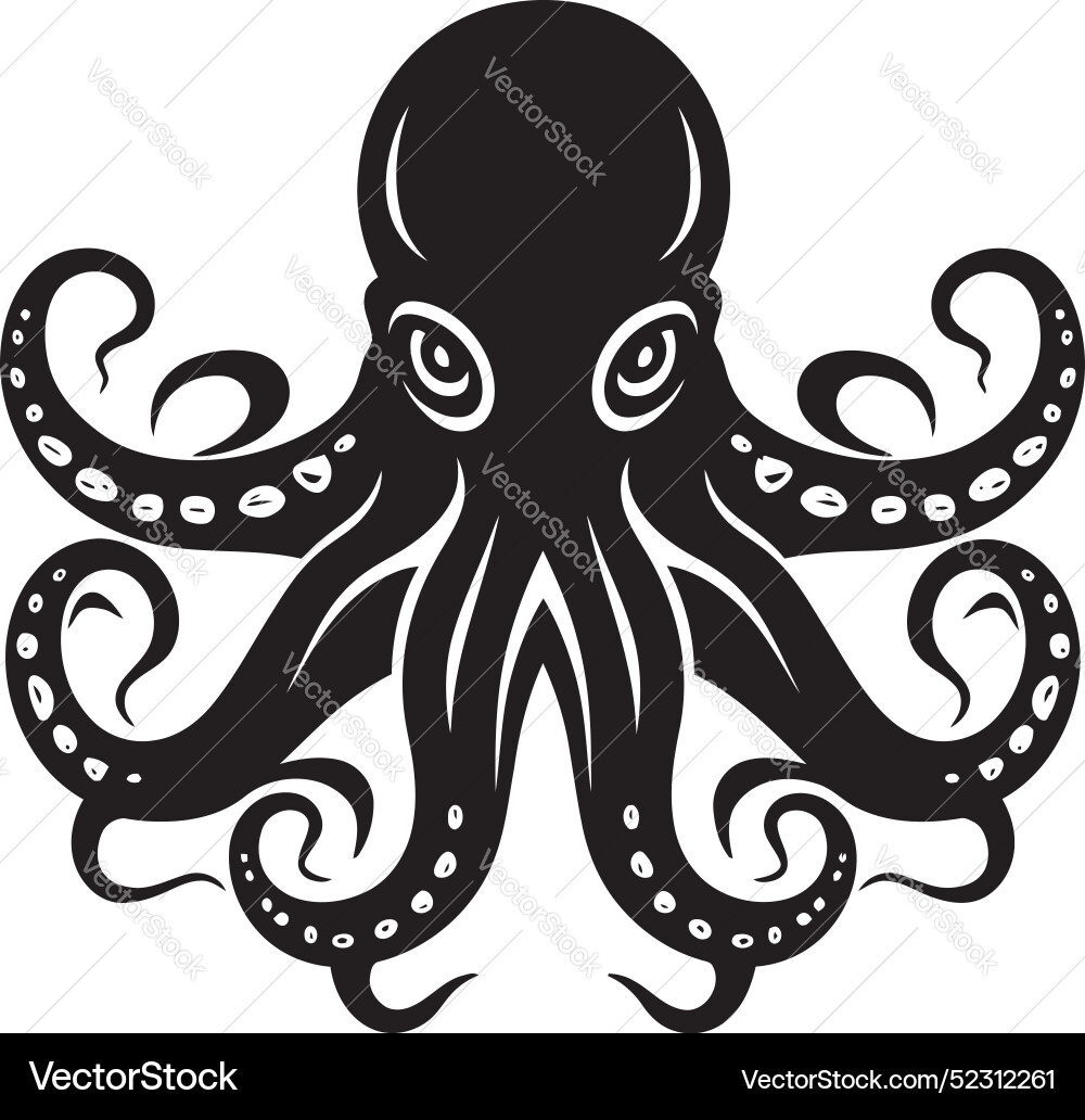Ink master black octopus design tentacle titan Vector Image