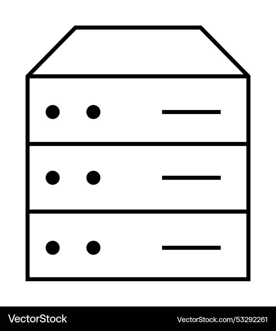 Outline of a three-tier server rack with circular Vector Image
