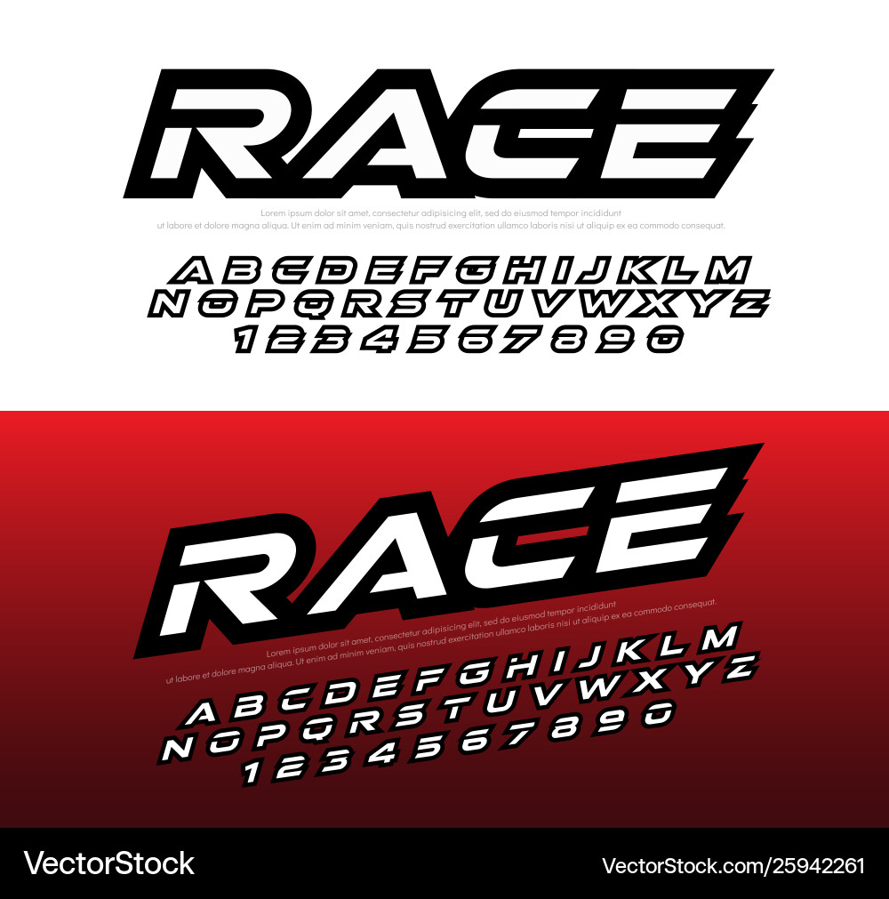 Racing Font Collection - Modern & Bold Vector Image