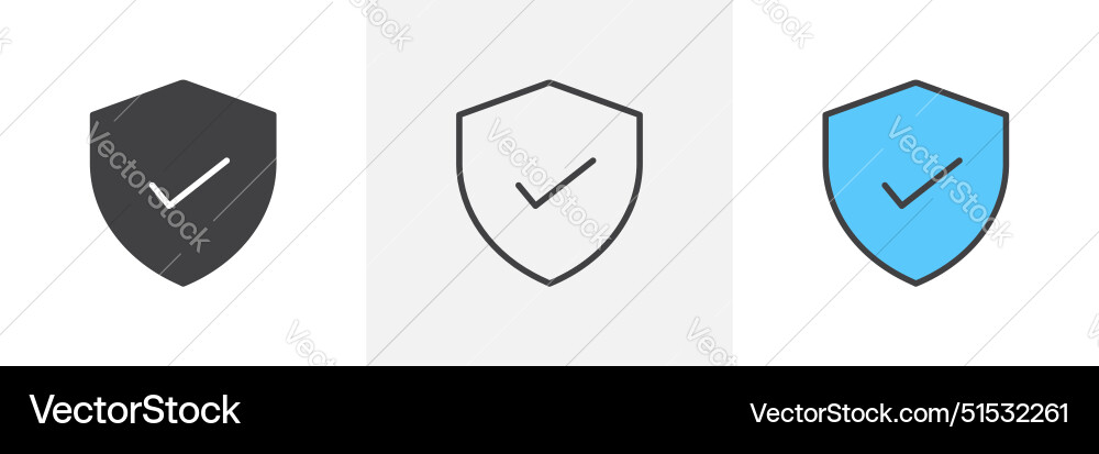Shield check icon set safety or protect guard Vector Image