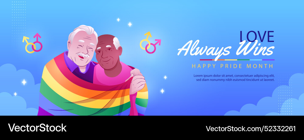 Social media cover template for pride month Vector Image