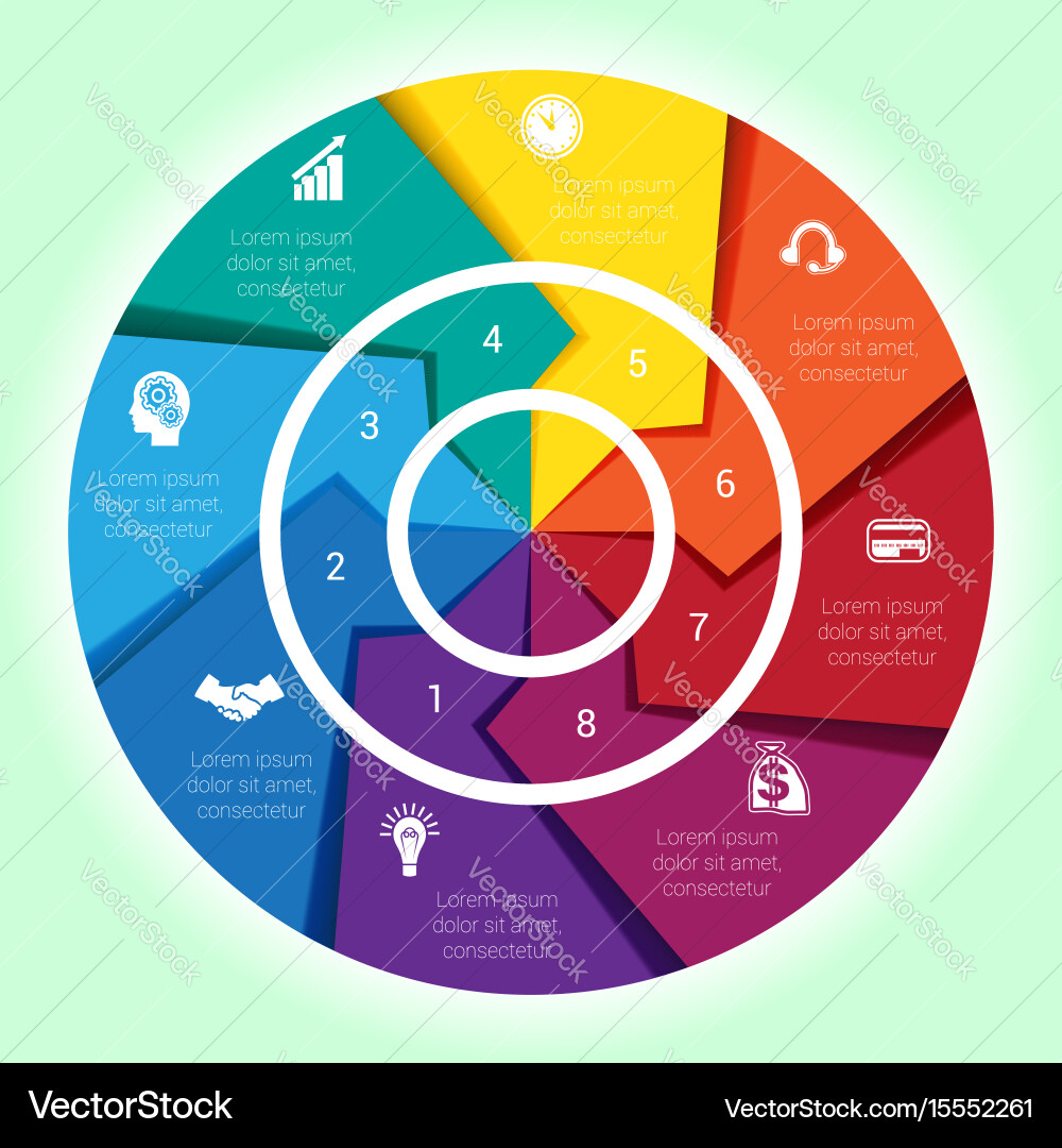 Template cyclic diagramme for infographic eight Vector Image