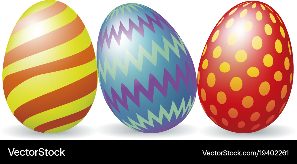 Three colorful easter eggs Royalty Free Vector Image