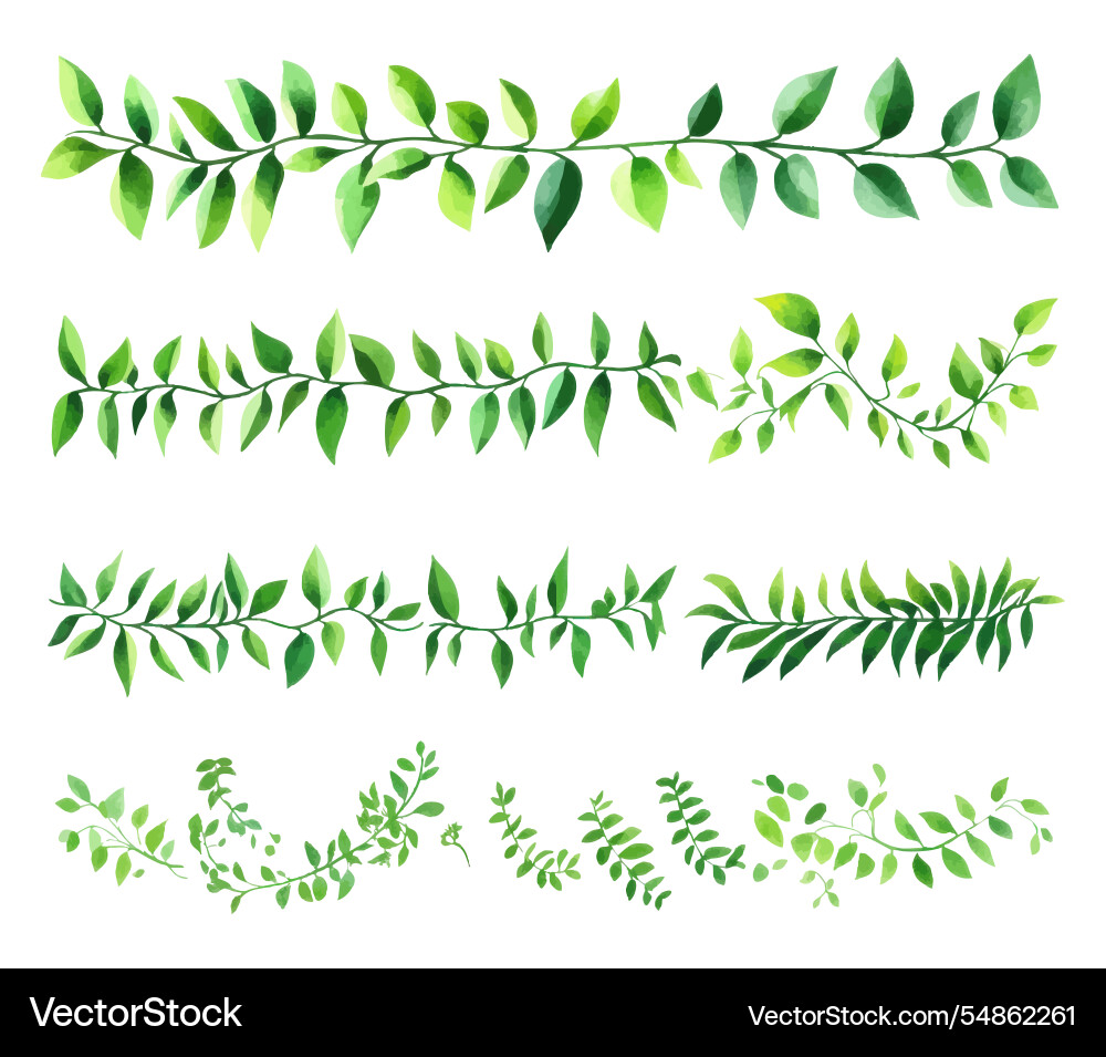 Aquarellgrüne Blattäste und Reben Lizenzfreier Vektor