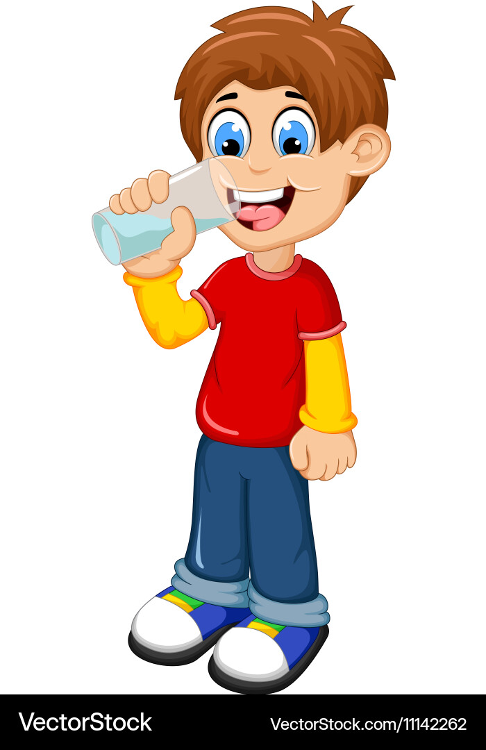 Cute boy cartoon drinking water Royalty Free Vector Image