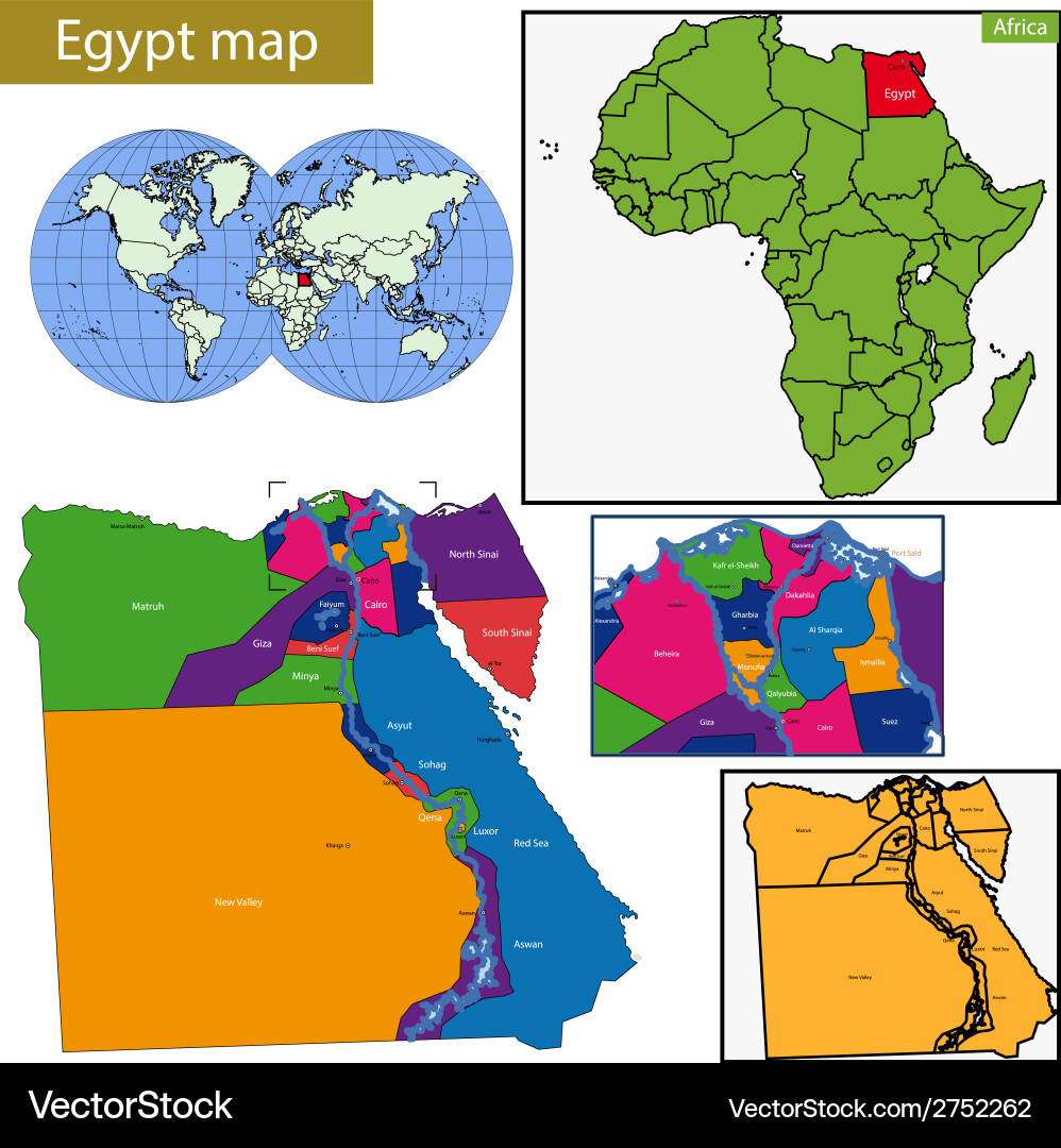 Egypt map Royalty Free Vector Image - VectorStock