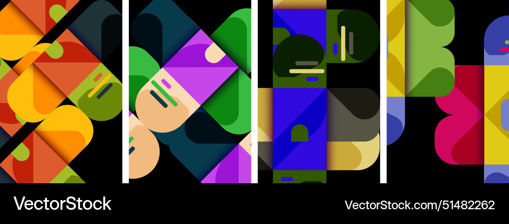 Geometric colorful poster backgrounds with squares